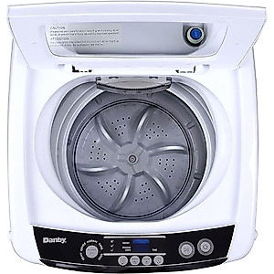 Danby DWM030WDB-6 Cu Ft Compact Top Load Washer, Apartment Size Machine with 6.6 lbs Capacity, Stainless Steel Drum and 5 Washing Cycles, 0.9 cu.ft, White