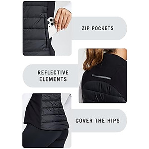 baleaf Women's Lightweight Warm Puffer Vest Running Winter Hybrid Sleeveless Quilted Water Resistant Jacket Black M