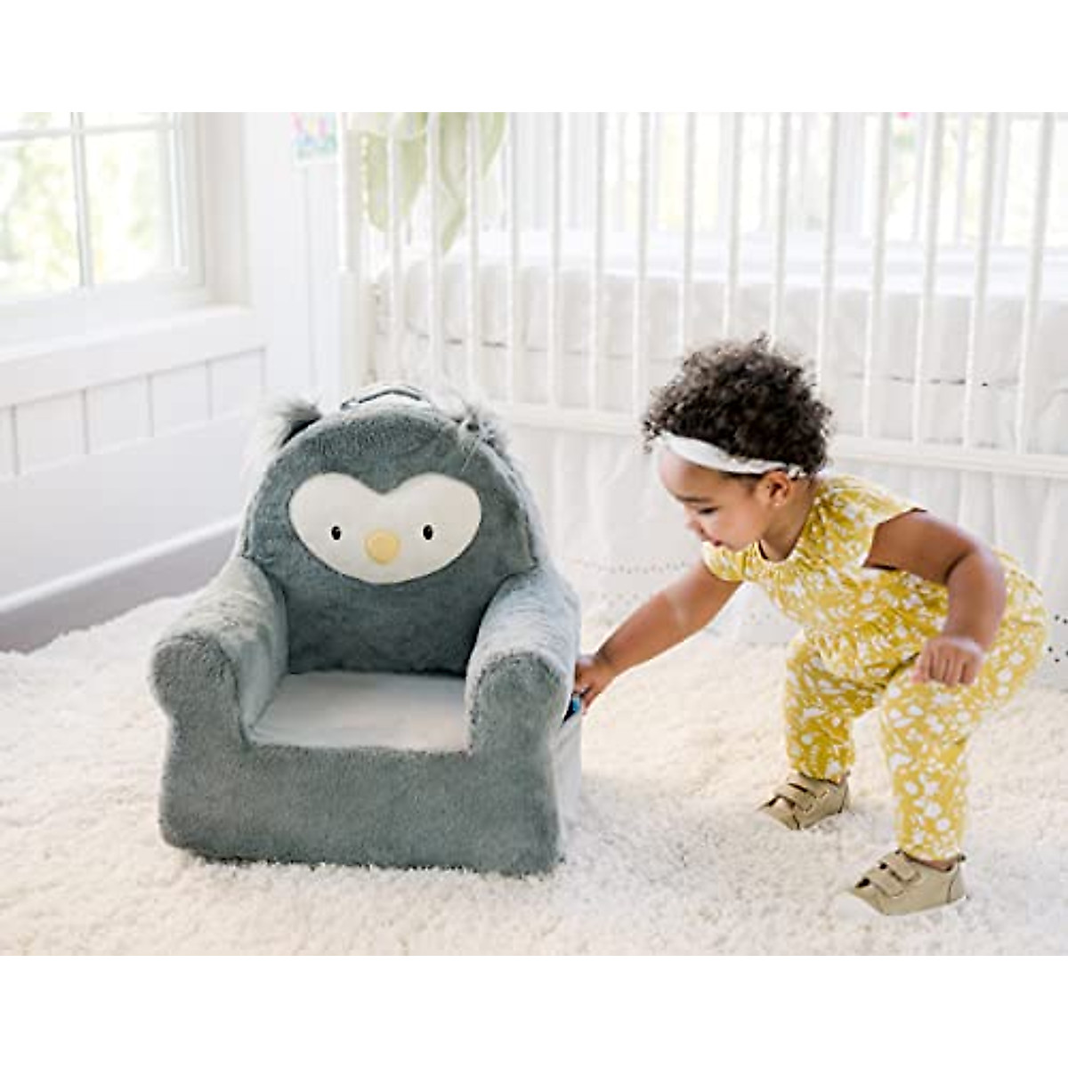Soft Landing Grey Sweet Seats | Premium Character Chair with Carrying Handle & Side Pockets Owl