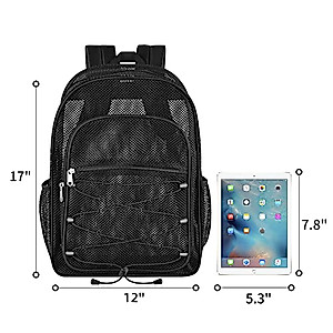 Heavy Duty Mesh Backpacks for Adults, School Bags Boys and Girls, See Through with Adjustable Straps, Swimming, Fitness, Sports, Carry Portable Oxygen Concentrators