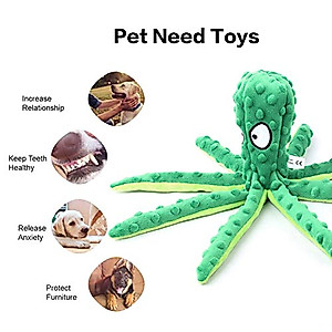 CPYOSN Dog Squeaky Toys Octopus - No Stuffing Crinkle Plush Dog Toys for Puppy Teething, Durable Interactive Dog Chew Toys for Small, Medium and Large Dogs Training and Reduce Boredom, 2 Pack