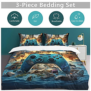 OPYINVZXX Music Duvet Cover Set Full Size, Bedding Set 3 PCS, Soft Microfiber Patterned Comforter Cover with Zipper, 1 Duvet Cover and 2 Pillowcase Twin, White