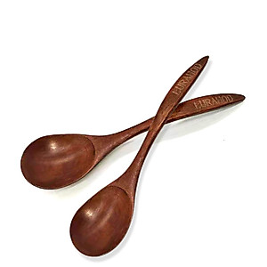 Wood Bowl Japanese Style Solid Wood Bowl Serving Tableware for Rice, Soup, Dip, Coffee, Tea, Decoration 4 Pcs (4 bowls + 4 spoons)