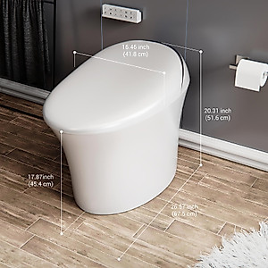 ELLAI Smart Toilet Comfort Height Elongated Intelligent toilet with Auto Open/Close Lid, One Piece Toilet with Bidet Build in and Warm Seat, Auto Flush in 1.28-GPF, White