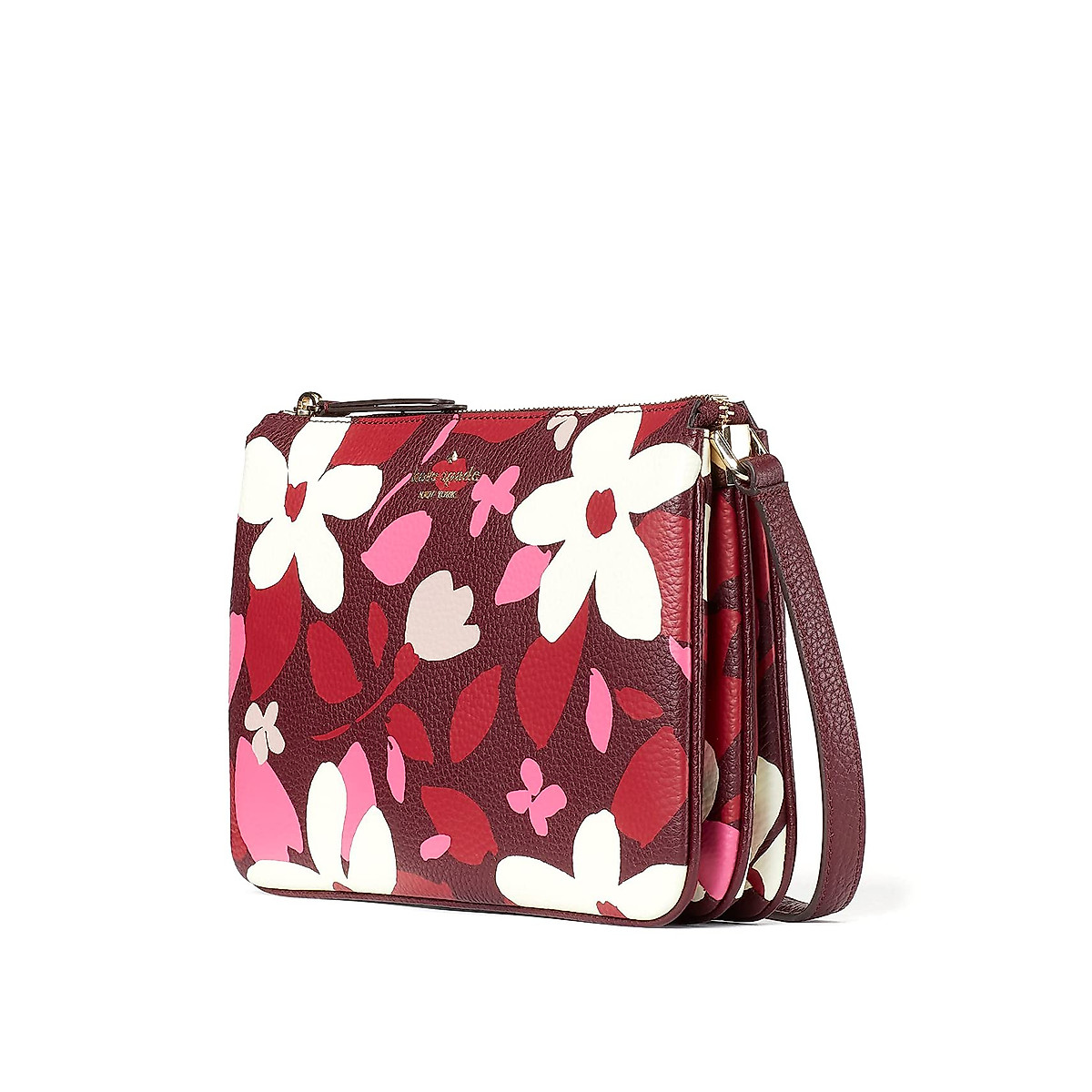 Kate Spade Jackson Triple Gusset Leather Crossbody Bag Purse Handbag (PINK MULTI)