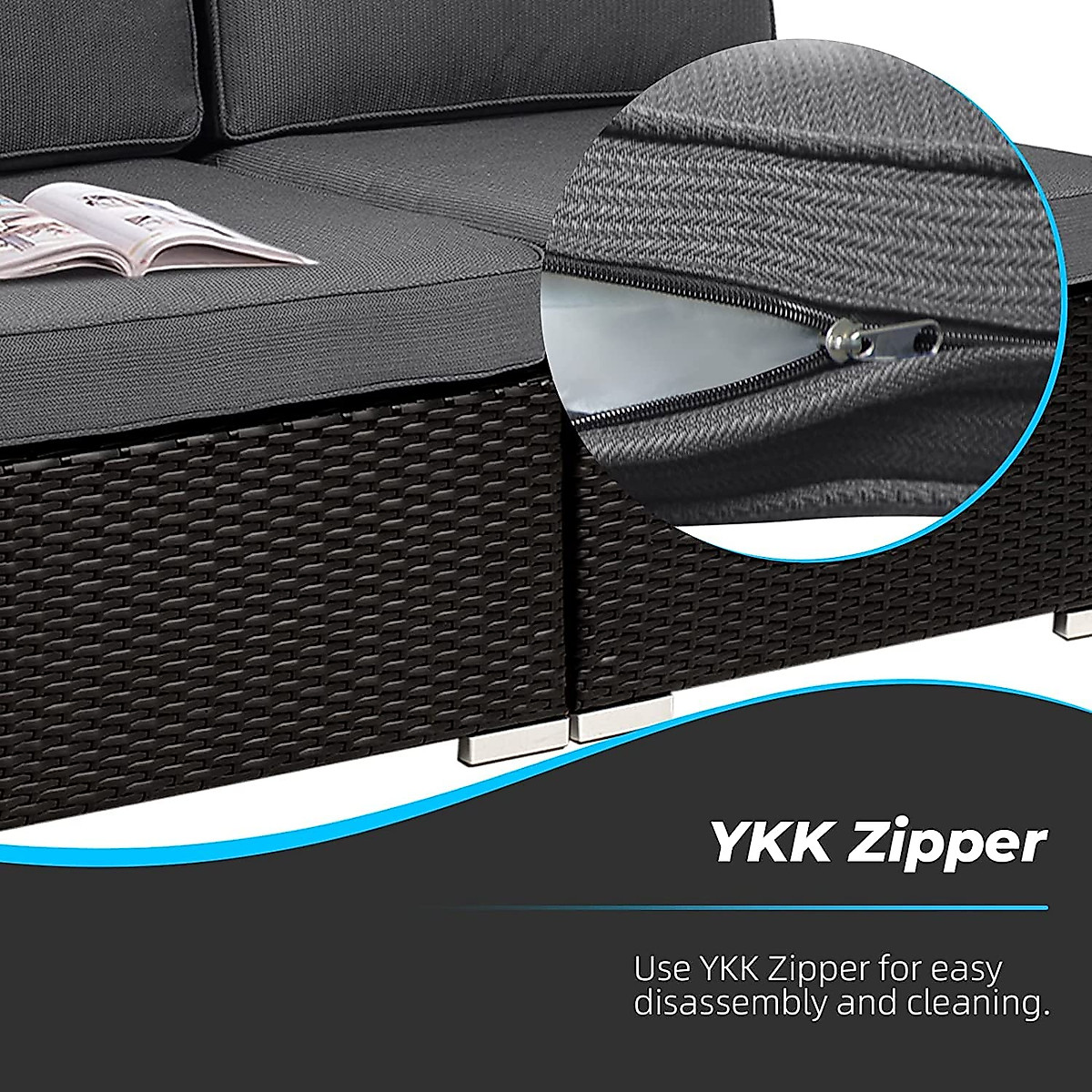 Crownland 8-Piece Patio Cushion Slipcovers for Outdoor Furniture Patio Sofa Couch Outside Zipper Design with 4 Seat Cushion Covers and 4 Back Covers, Suitable for Replacement Sofa Seat (Grey)