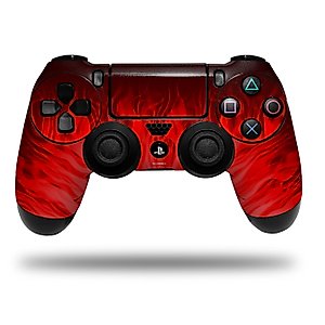 WraptorSkinz Skin compatible with Sony PS4 Dualshock Controller PlayStation 4 Original Slim and Pro Fire Red (CONTROLLER NOT INCLUDED)