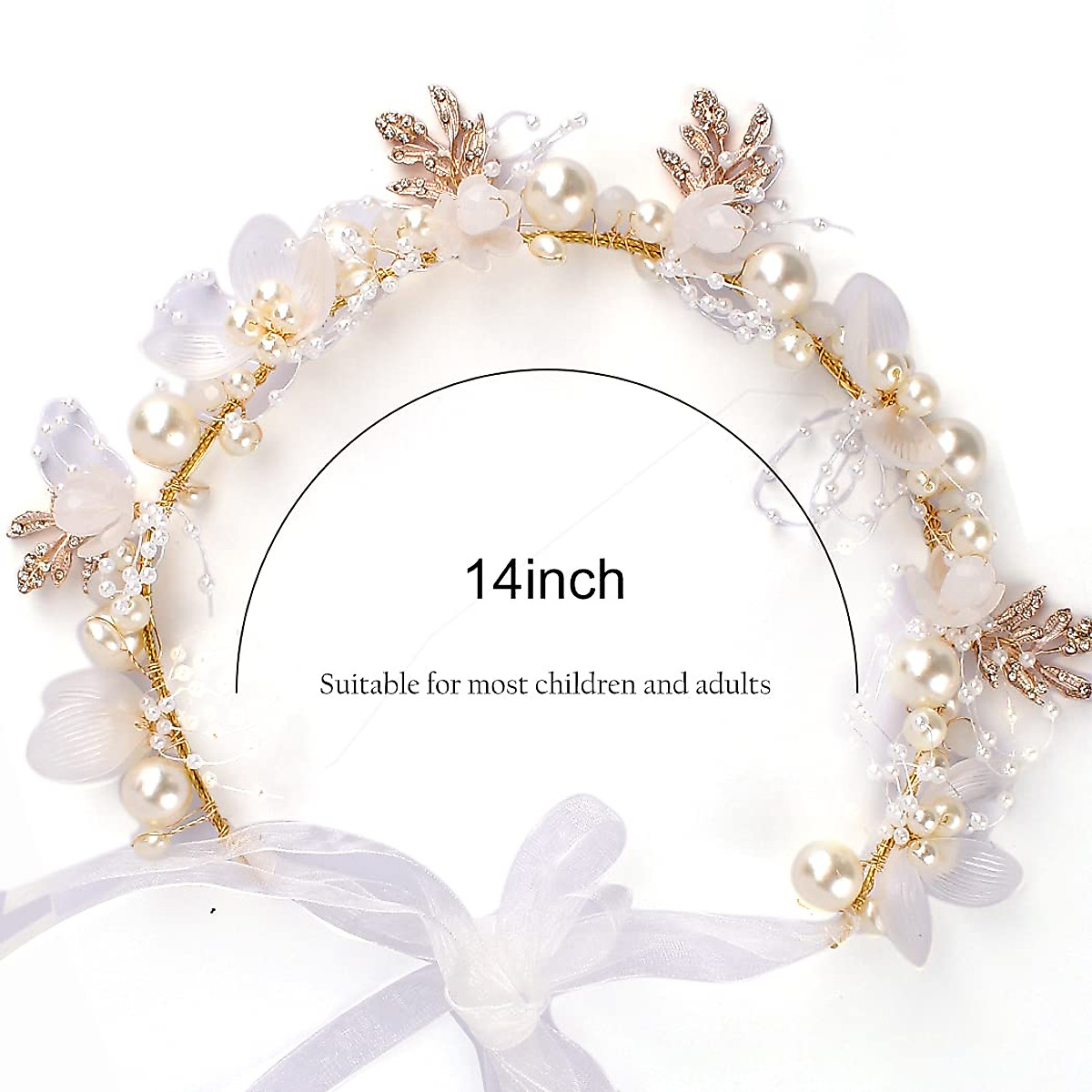 Didder Flower Tiaras for Girls, Flower Girl Headband Headpiece Tiaras for Women Flower Crown Tiaras and Crowns for Women Crystal Pearl Flower Tiara Hair Vine Wedding Hair Accessories for Bride