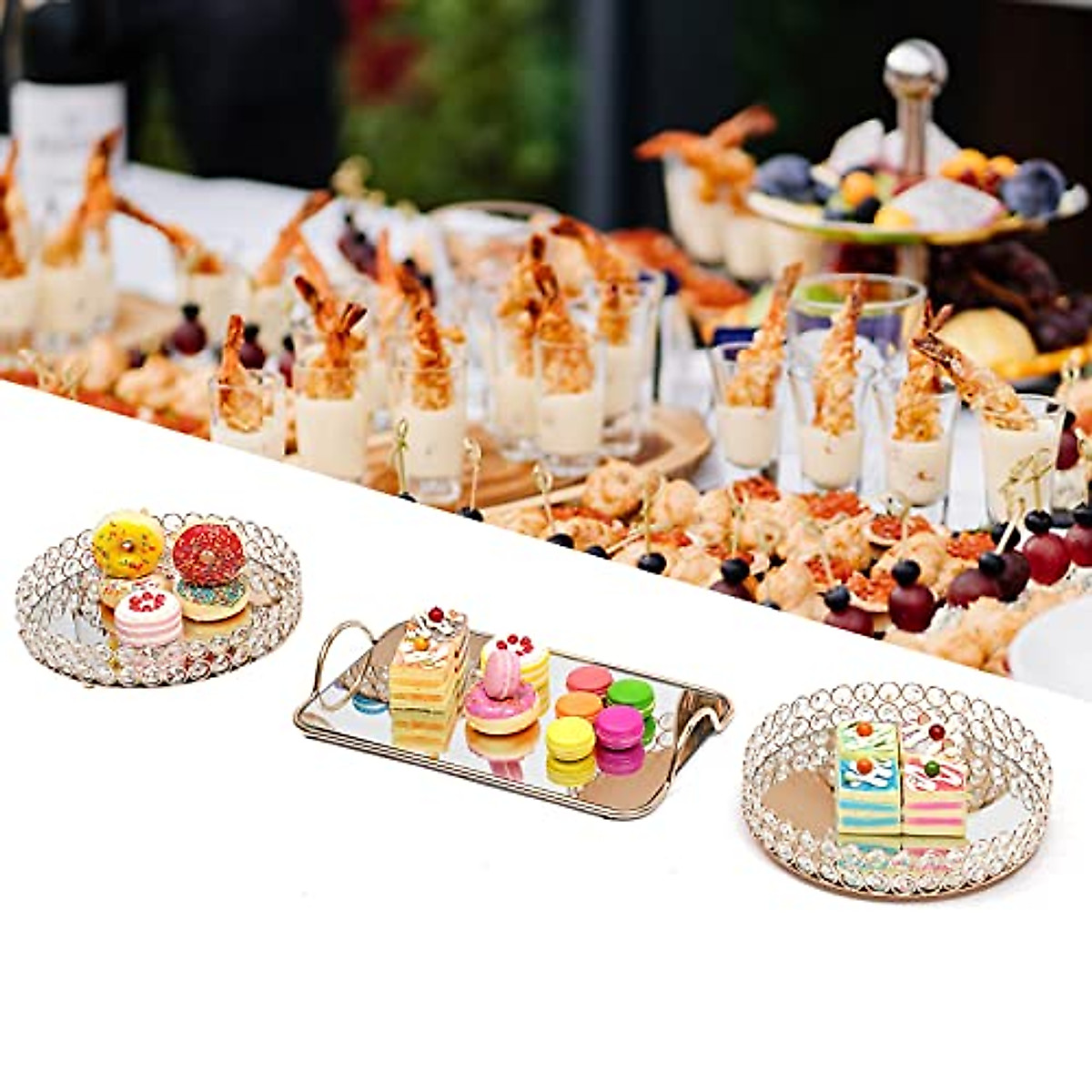 Cake Stands Set, Crystal Cupcake Stand Cookie Holder Fruits Dessert Display Plate, for Baby Shower Wedding Brithday Party Celebration Home Decoration (Gold-10PCS)