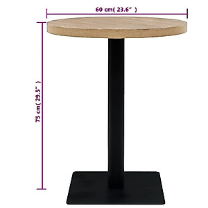 YPWRENH Entrance Table Coffee Table Bistro Table MDF and Steel Round 23.6"x29.5" Oak Color for Dining Room, Kitchen or Living Room
