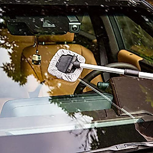 ZHYYQL Windshield Cleaning Tool with 4 Washable and Reusable Cloth Pad, Car Cleaning Window Cleaner, Auto Interior Exterior Glass Cleaner Kit