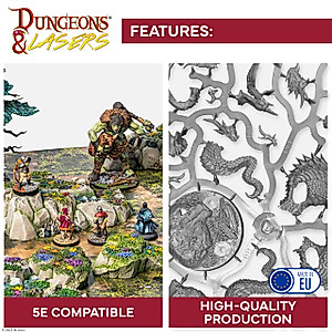 Dungeons & Lasers Xenodragon Dragon Miniature Figure - Tall 6.2" Height (157mm) with Scenic Base - 5E Compatible for DND and Tabletop RPG Games - Highly Detailed and Unpainted - from Archon Studio