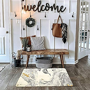 HAOCOO Bathroom Rugs 2'x 3' White Marble Faux Wool Bath Mat Non-Slip Door Carpet Soft Luxury Microfiber Machine-Washable Floor Rug for Doormats Tub Shower (2'x 3', Beige Marble)