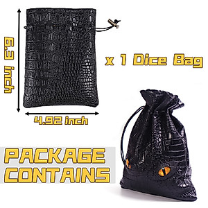 DND Dice Bag Can Hold 6 Set Dice, Black Dice Pouch for Board Game, Medieval Leather Coins Bag, D and D Dice Storage Bag for Rpg Game, DND Game Accessories for New to Master