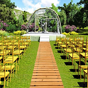 LINSHRY 10FT Wooden Garden Pathway, Outdoor Roll Out Decorative Garden Walkway, Weather-Resistant Non-Slip Hardwood Walkway Pavers for Garden, Backyard, Beach, Wedding Party Pathways