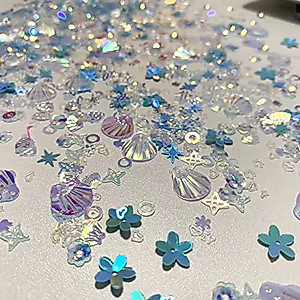 2000 Pieces Mermaid Seashell Party Glitter PVC Confetti for DIY Mold Art Nail Artwork Holiday Engagement Wedding Bridal Shower Birthday Valentines Party Decorations