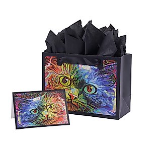 ysmile Premium Gift Bag with Wrapping Tissue Boutique Paper Bag with Handle Medium Size 9 Inch - Cat