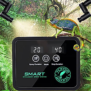 Reptile Mister Automatic Misting System, Reptile Humidifiers with Smart Timing Controller, Terrariums Humidifier with 360°Adjustable Misting Nozzles, Rainforest Ecosystem Sprayer