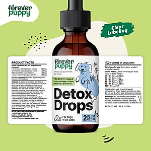 Detox Drops for Dogs - Liver Cleanse & Kidney Support for All Breeds & Sizes - Dandelion Leaf & Dandelion Root - Antioxidant Support for Pets - Herbal Vitamins and Supplements for Detox - 2 oz