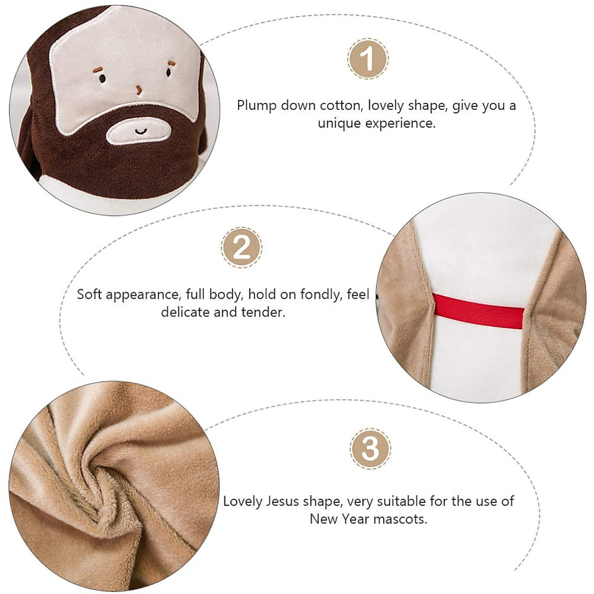 Zerodeko Plush Pillows Jesus Plush Pillow, Comfortable Throw Pillow Jesus Pattern Cushion Pillow Jesus Stuffed Doll Plushie Stuffed Jesus Plush Cushion, 19.6 Inches Kids Pillow