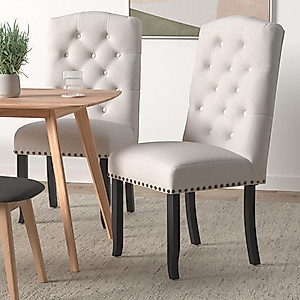 COLAMY A231-BGE-3Sets Dining Chairs, Set of 6, Beige