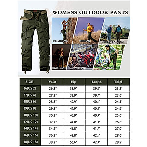 XNMAYA Cargo Pants for Women, Military Army Camo Combat Trousers,Work Camping Hiking Casual Pants with Pockets Black US 2