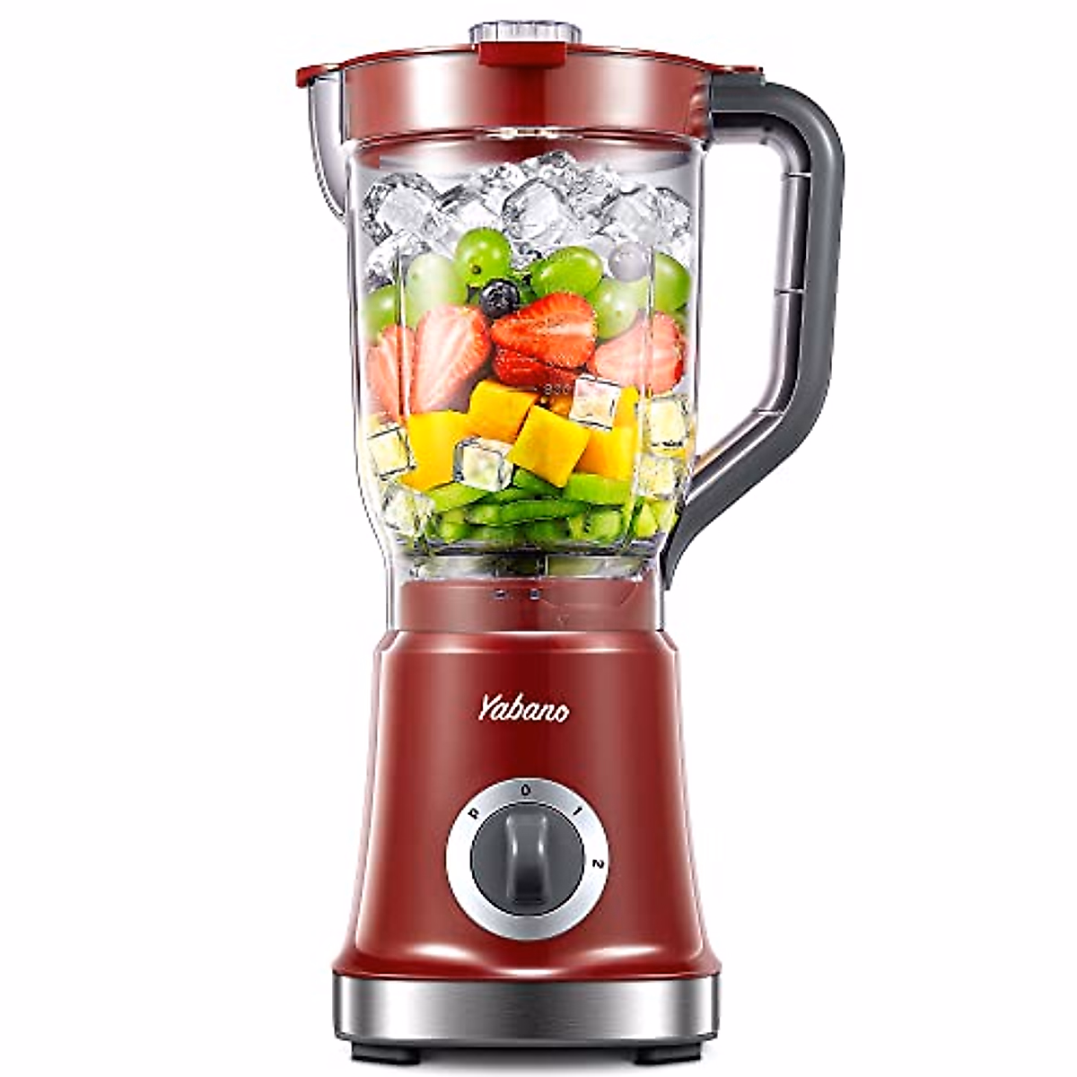 Professional Countertop Blender for High-Speed Shakes, Smoothies, Juicing & More - Crush Ice, Frozen Fruit, and More with 4 Stainless Steel Blades & 60oz Jar - Easy to Clean, Perfect for Kitchen Use (Red)