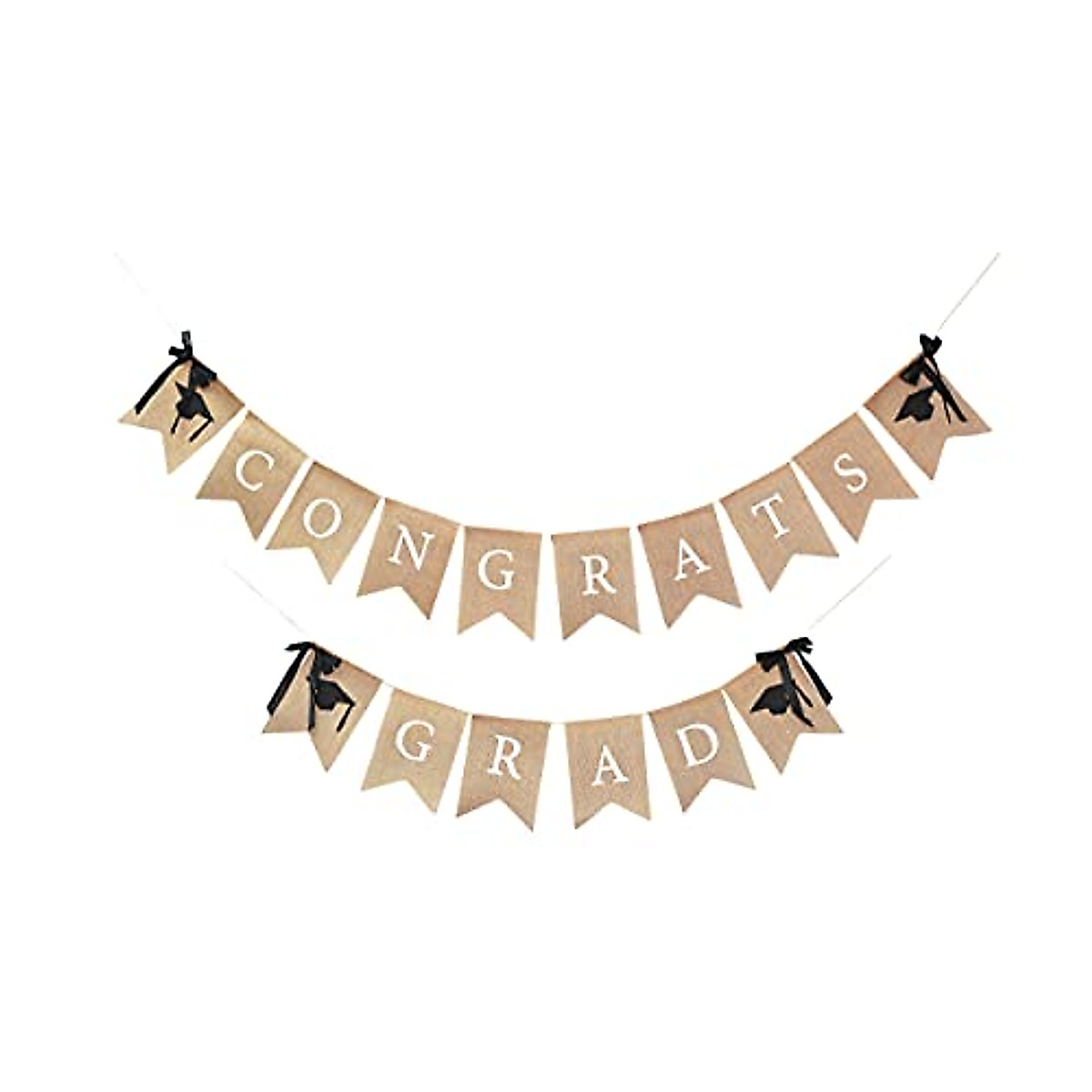 Mandala Crafts Burlap Congrats Grad Banner for Graduation Decorations - Congrats Graduation Banner for Graduation Party Decorations - Graduation Garland Bunting Hanging Flag Sign