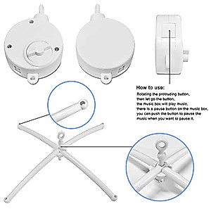 25 Inch Musical Cot Mobile, FineGood Baby Mobile Cot Mobiles for Babies Crib Mobile Bed Bell Holder with Soothing Music Box