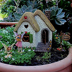 PRETMANNS Fairy Garden House Kit – Fairy Garden Accessories – Fairy Houses for Gardens Outdoor - Fairy House Kit with Fairies for Fairy Garden – Fairy House 7" High - Fairy Garden Kit 4 Pieces