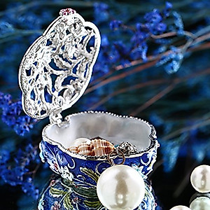 YU FENG Hinged Trinket Box Jeweled Hand-painted Patterns Jewelry Box Bejeweled Box Collectible for Women (flower box)