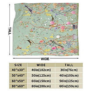Exroozy Bird Floral Throw Blanket Flower Bird Blanket Gifts for Women Men Adults Kids Ultra Soft Cozy Warm Plush Fleece All Season Blanket Decoration for Couch Bed Sofa Chair Dorm 40''X50''