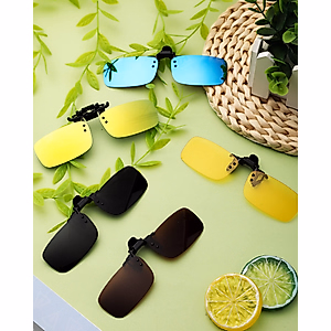 Frienda 5 Pairs Polarized Clip On Sunglasses Rimless Flip Up Anti Glare Driving Glasses (Various Color,2.24 x 1.42 Inch)