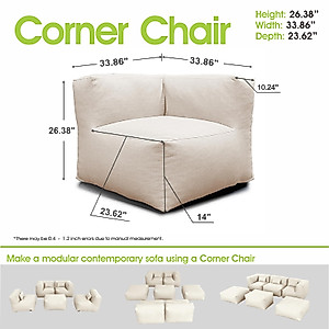 OPEAK Patio Furniture Set Bean Bag Corner Chair Outdoor Sectional Conversation Patio Chair Daybed Furniture Outdoor Sofa Couch High Density Foam Filling Modern Comfy Patio Couch (Light Beige)