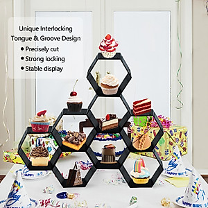 Black Honeycomb Hexagon Cake Display Stand