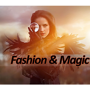 Gothic Real Black Feather Cape Shawl Shoulder Wings Choker Collar with 1 Pair Feather Cuffs, Unisex Fashion Feather Cape Shrug Shawl Stole Poncho, Halloween Cosplay Costume Party for Women Men