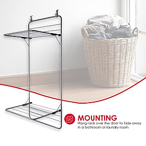 Sunbeam Steel Over the Door Towel Dryer Rack, Grey
