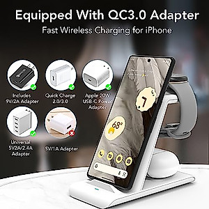 HATALKIN Upgraded Wireless Charger for Googel Pixel Watch 2,3 in 1 Wireless Charging Staion for Google Pixel 8/8Pro/7/7A/7Pro/Fold/6/6Pro/5/4/3/XL,Pixel Buds Pro,Samsung Galaxy/IPhone Devices