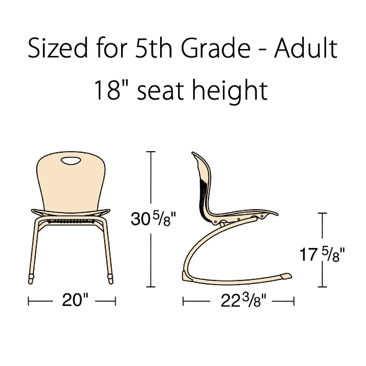 Virco ZROCK18 School Rocking Chair (2 Chairs) ZUMA Rocker Series 18" Seat Height for Students 5th Grade - Adult, Appropriate for Libraries, Break Rooms and Reading Nooks - Navy