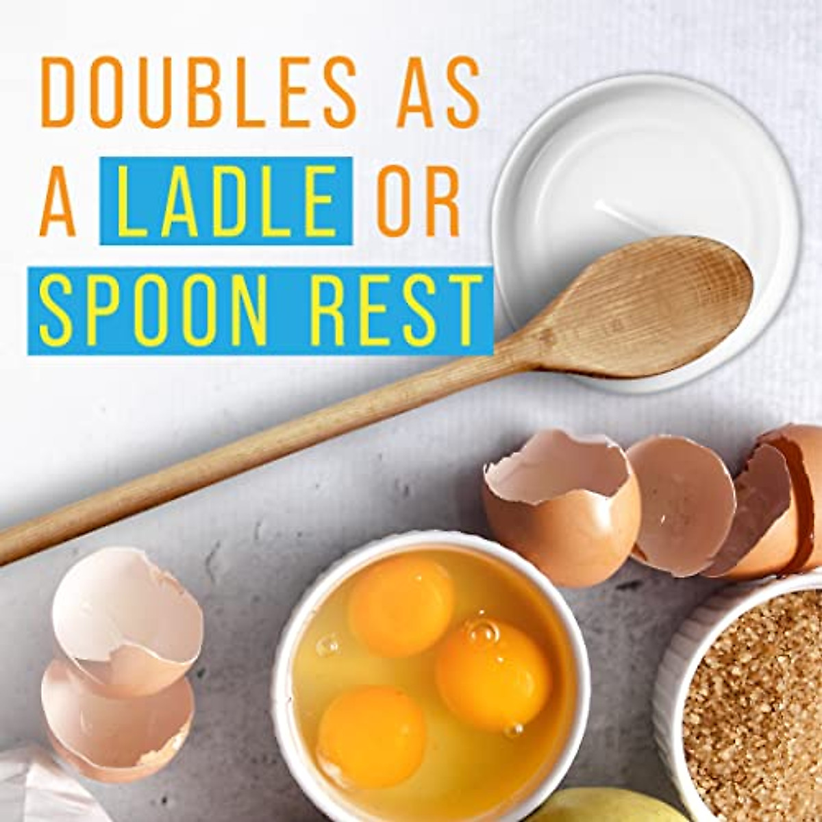 [1 Pack] Dual Purpose Egg Cracker Tool & Spoon Rest for Kitchen Counter - Simple Use Egg Breaker Tool Contains the Mess - Ceramic & Stylish Spoon Holder for Kitchen Counter