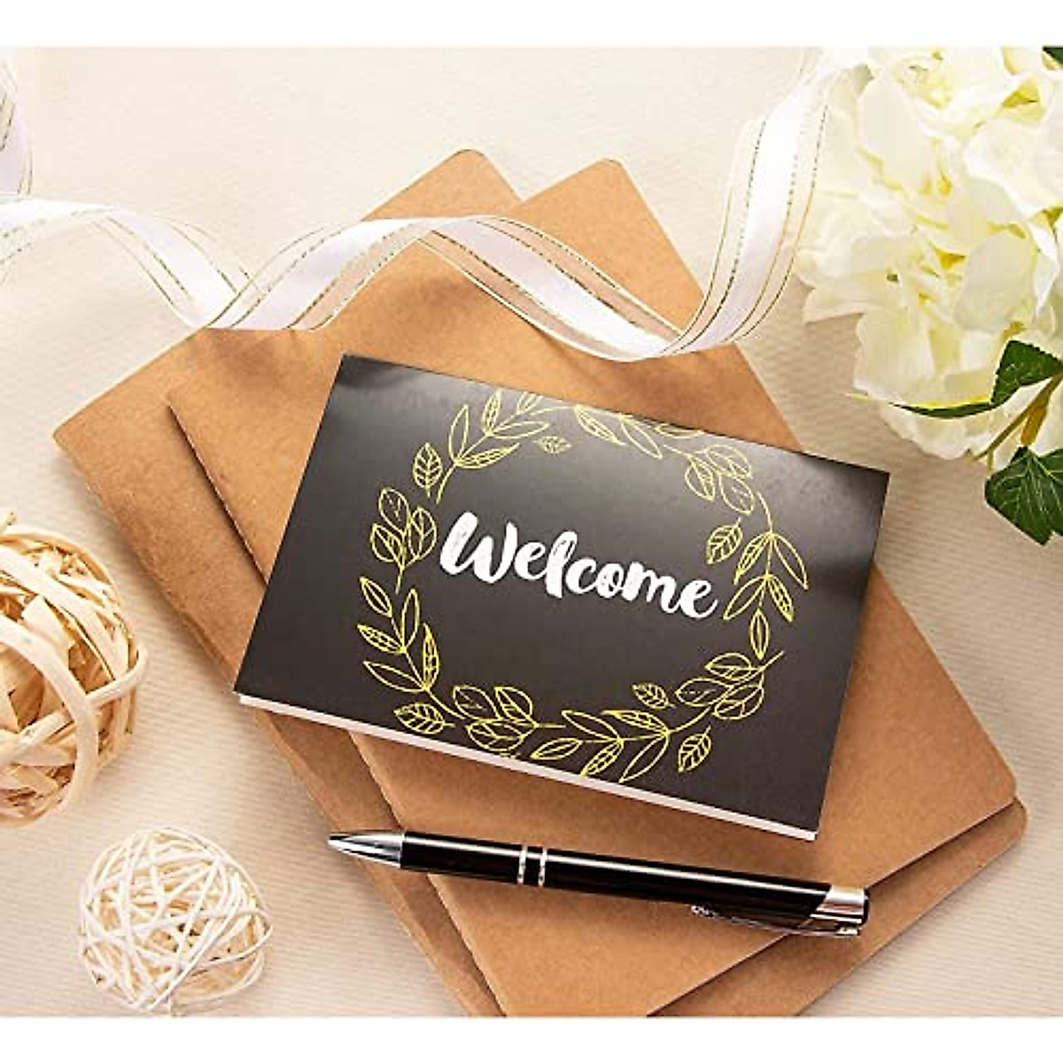 Juvale 48 Pack Bulk Welcome Note Cards with Envelopes for Guests, Employees, Business, Floral Design, Blank Interior (4x6 In)