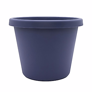 The HC Companies 10 Inch Round Prima Planter - Plastic Plant Pot with Rolled Rim for Indoor Outdoor Plants Flowers Herbs, Twilight Blue