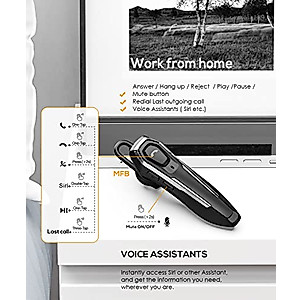 ZOUKAI Bluetooth Headset, Noise Cancelling with 2 Microphones, 30 Hours Talk Time, Announce Caller ID, Hands Free Bluetooth Wireless Earpiece for Cell Phones/Laptop/PC