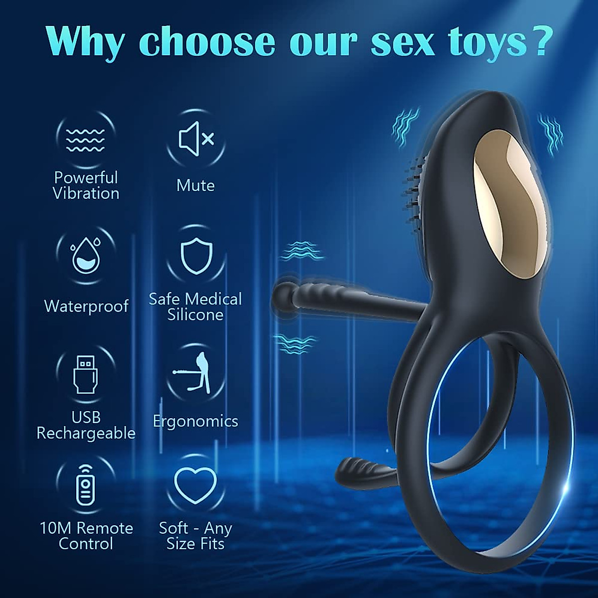 Vibrating Penis Ring for Couples Sex Toys Vibrator,Male Erection Enhancing and G Spot Clitoral Vibrator,Vibrating Cock Ring with 10 Vibration Modes,Couples Gifts Adult Sex Games Pleasure