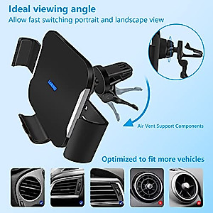 LAMJAD Wireless Car Charger Mount for Galaxy Z Fold 4/3 car Mount/Accessories,[Dual Coils] 15W Fast Charging Phone Holder for Galaxy Z Fold 4/3/2/S22 Ultra, iPhone 14/13/12