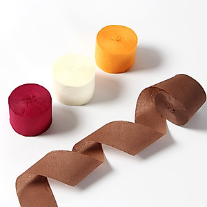 Beige-Orange Brown Fall Party-Decorations Streamers - 8 Rolls Boho Neutral Autumn Baby Shower Thanksgiving Harvest Crepe Tissue Paper Streamer,Birthday Bridal Engagement Wedding Garland Decor Panduola