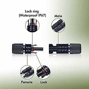 HQST 5 Pairs Solar Connectors Male/Female IP67 Waterproof Solar Panel Cable Connectors