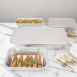 Restaurantware LIDS ONLY: Foil Lux Foil Pan Lids 25 Oven-Ready Foil Tray Lids -Fits Full-Size Steam Table Lids Freezable Silver Aluminum DisposableTurkey Pan Lids Pans Sold Separately