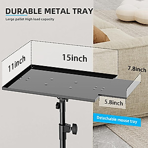 Projector Stand, Sturdy Durable Metal Laptop Tripod Stand with Wheels, Folding Floor Tripod Stand with Tray, Adjustable Height Portable DJ Equipment Stand for Indoors and Outdoors (29 Inch-69 Inch)