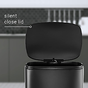 happimess HPM1006B Connor Rectangular 13-Gallon Garbage Can with Soft-Close Lid and Free Mini Garbage Can, Black